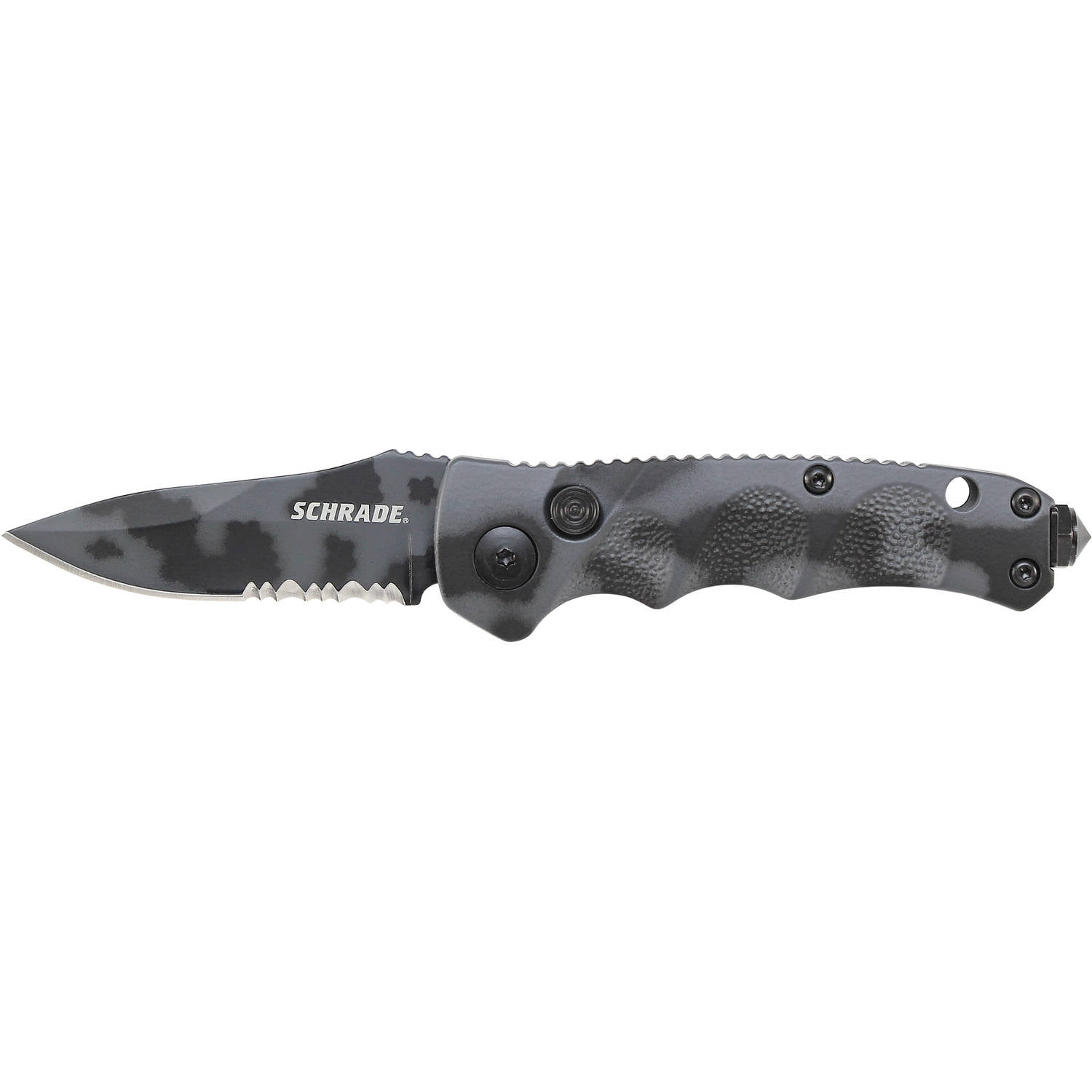 Schrade Mini Push Button Lock Folding Knife, Partially Serrated Drop ...