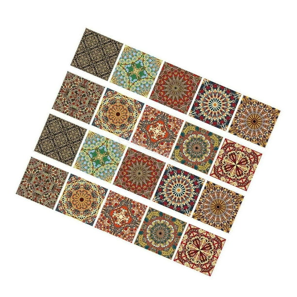 20 Pieces Mosaic Wall Tiles Stickers Kitchen Bathroom Tile Bathroom ...