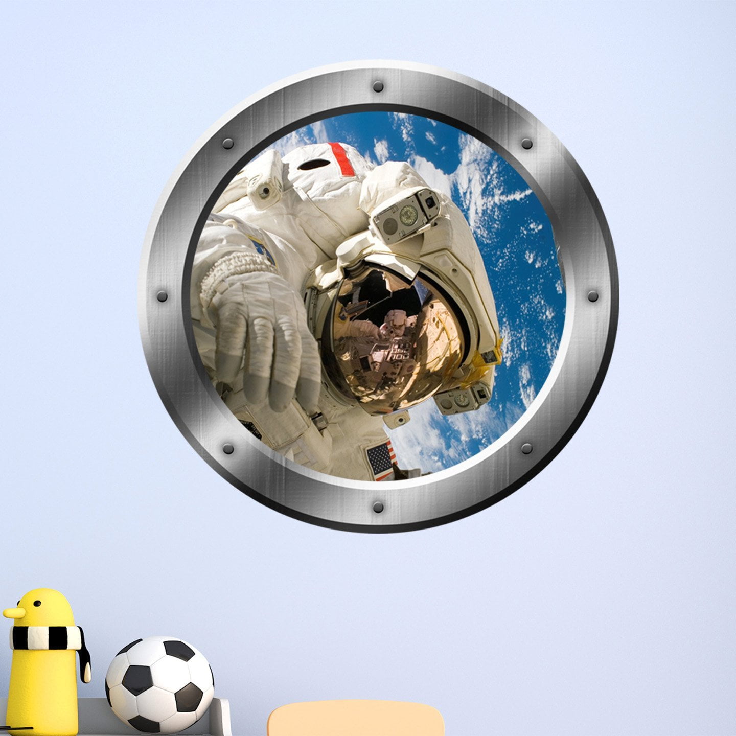 VWAQ 3D Space Wall Sticker - Outer Space Porthole Astronaut Decals For ...