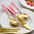 Mdealy 20-Piece Gold Pink Silverware Set, 18/0 Stainless Steel ...