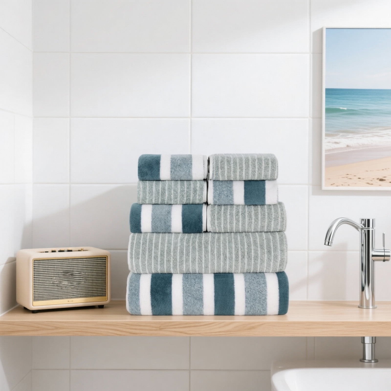 Click here for Kloer 8 Piece Towel Set  Velvet Wide Stripe  Absor... prices