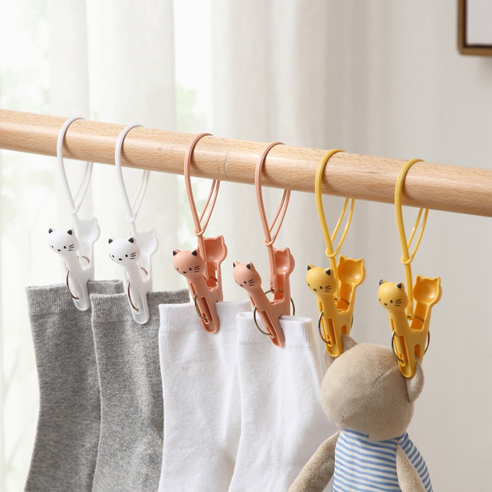 Washranp 6Pcs Clothespins,Plastic Clothes Drying Pegs with Springs ...