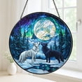 Fantasy Black Wolf Stained Glass Style Window Suncatcher, Winter ...