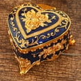 AOOOWER Romance Heart Shape Metal Jewelry Storage Box With Floral ...