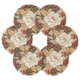 6 Pcs Woven Drink Coasters Set with Metal Stand, Pintura De Flores E ...