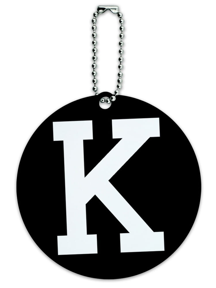 Graphics and More Letter K Initial Black White Round ID Card Luggage ...