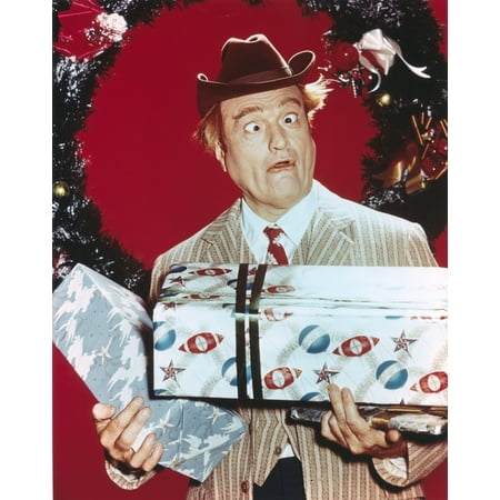 Red Skelton Wacky Pose with Gift boxes in Christmas Theme Portrait ...
