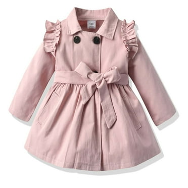 Little Girls Dress Coat Long Sleeve Button Pocket Long Winter Coat ...