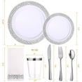 175 Ct Silver Dinnerware Set for 25 Guests, Plastic Plates with Silver ...