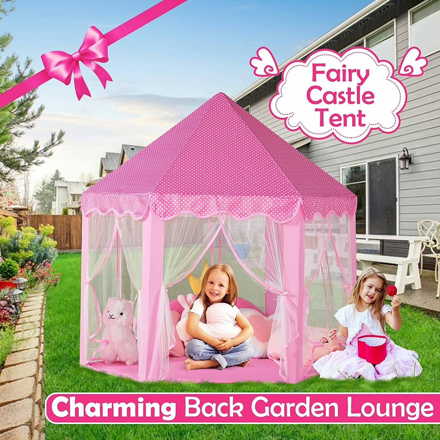 Play Tents for Girls, Kids Play Tent with LED Lights, Large Size 55" x ...