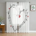 Music Symbol Red Heart Musical Note Curtains For Living Room Bedroom ...