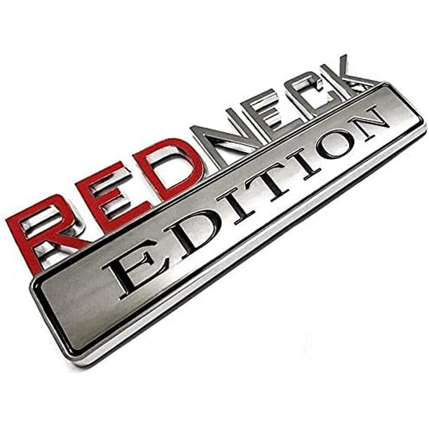 Muzzys Redneck Edition Emblem, Chrome and Red, 7" Wide, Large, Decal ...