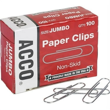 ACCO Nonskid Standard Paper Clips, Jumbo, Silver, 100/Box, 10 Boxes ...