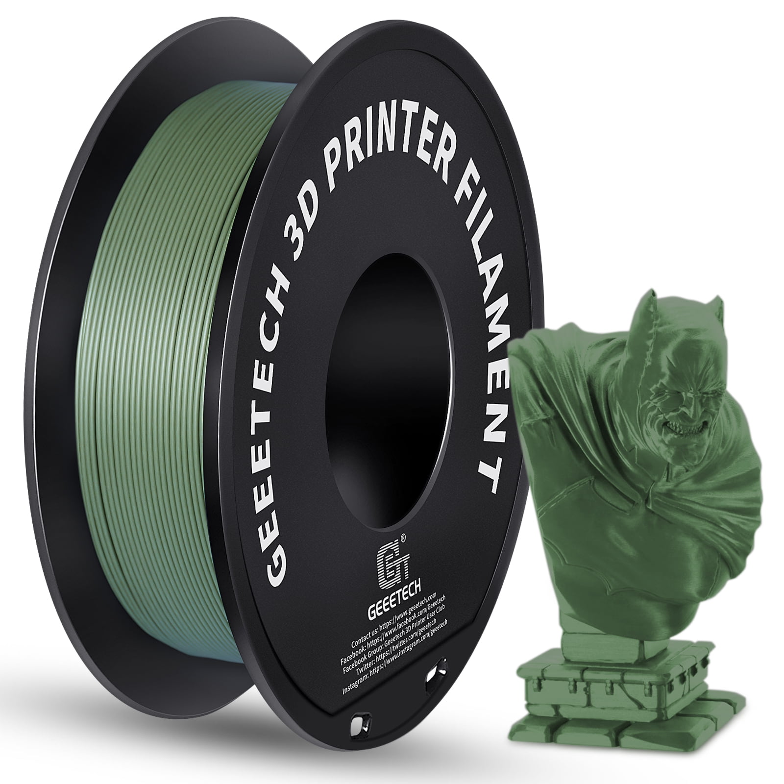 Geeetech Matte PLA Filament, 1.75mm Matte Green 3D Printer Filament ...