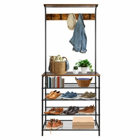 Entryway Clothing Rack Chests Shelves Standing, 5-Tier Shoe Storage ...