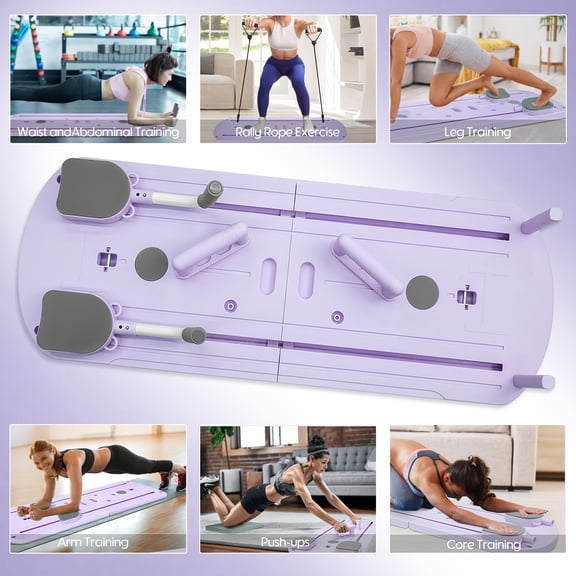 FLAZECON Pilates Board for Home Workout, Foldable Pilates Reformer Set ...