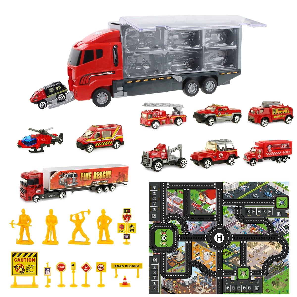 10 in 1 Big Truck Toy Alloy Mini Cars Fire Truck Die-Cast Vehicle Toy ...