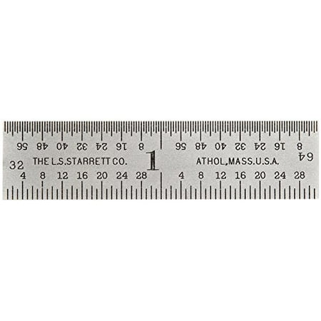 Starrett C604R-2 Spring Tempered Steel Rule With Inch Graduations, 4R ...