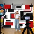 7x5ft Photo Backdrop, Red Grey Black Soft Polyester Backdrop Curtains ...