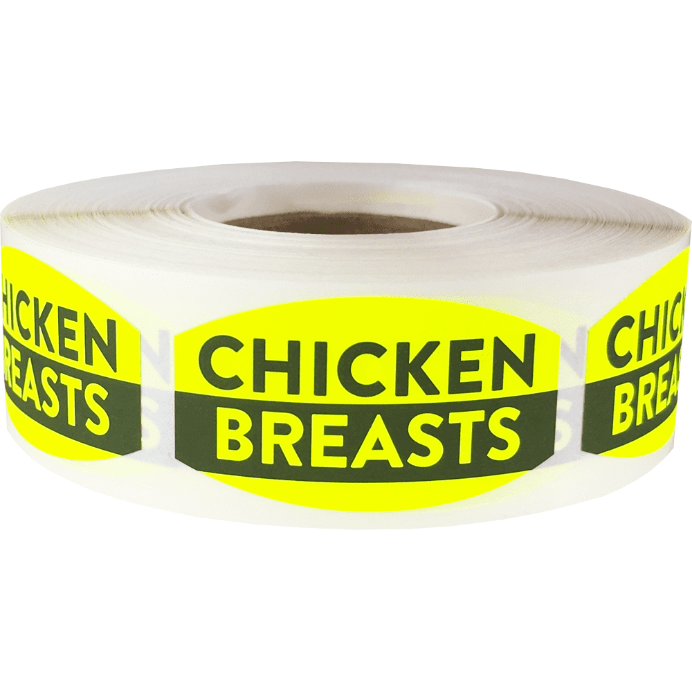 Chicken Breasts Grocery Store Food Labels .75 x 1.375 inch Oval Shape ...