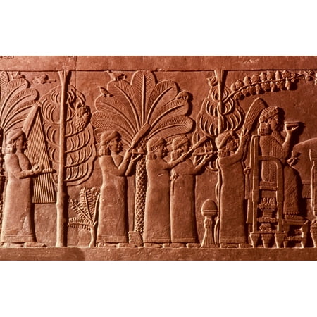 Assyrian Queen, 645 B.C. /Nqueen With Attendants Feasting In A Garden ...