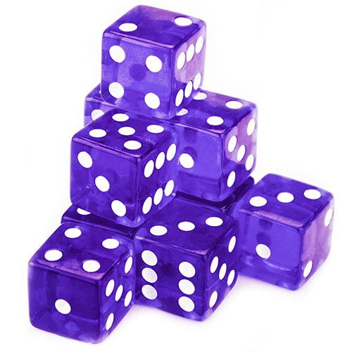 Classic Six-Sided Board Game d6 Pipped Dice, 19mm Purple, 10-pack ...
