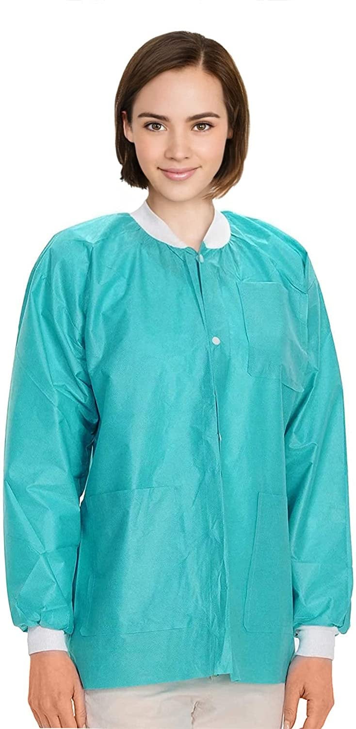 Disposable Lab Jackets for Adults, Pack of 10 Medium Teal Disposable ...
