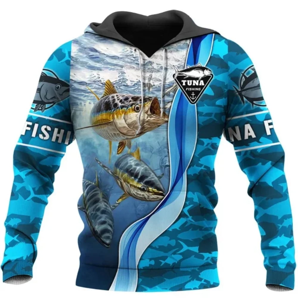 LNGOOR 2024 3D Fishing Printed Men‘s Hoodie Designer Sweatshirt Spring ...