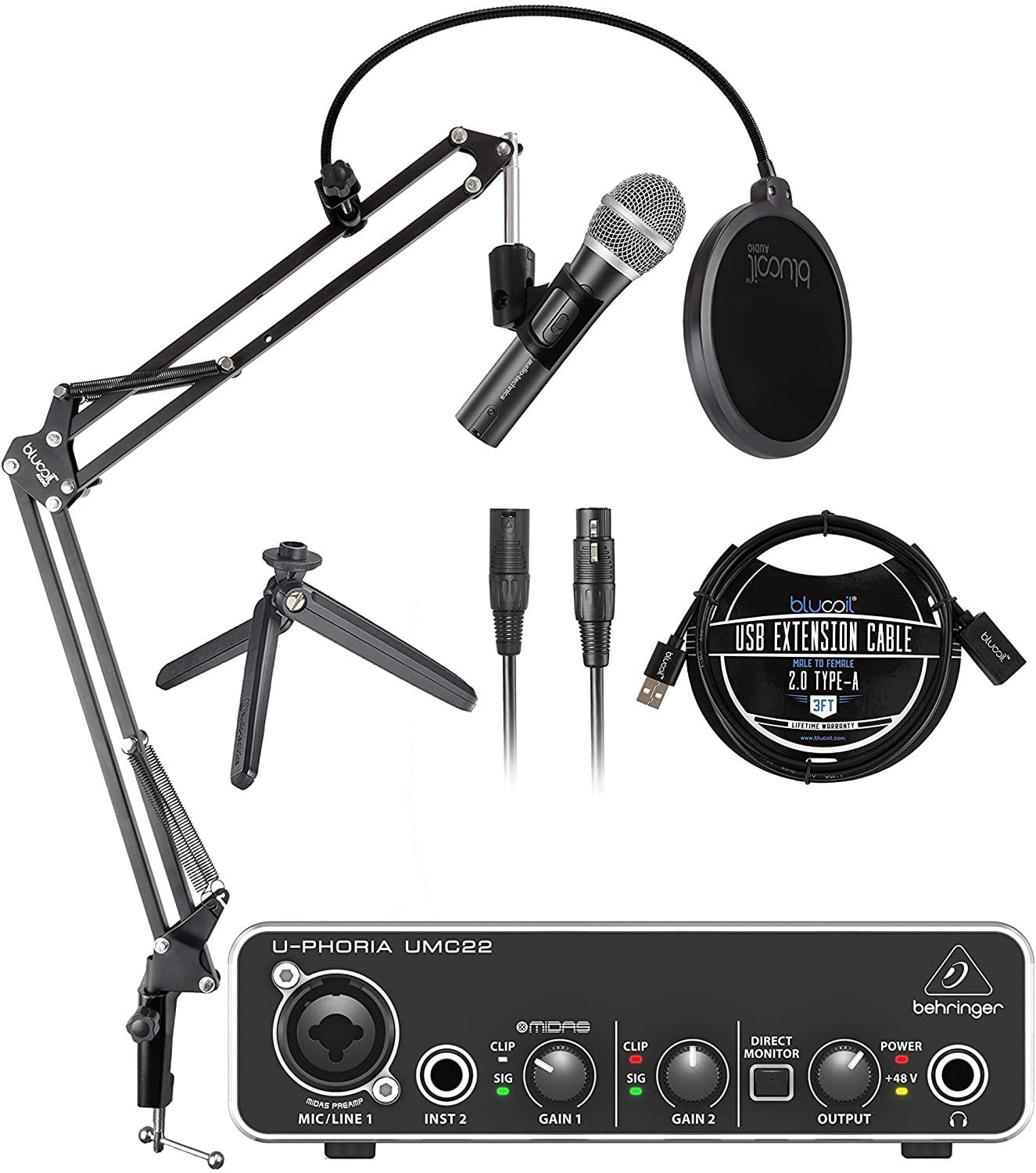 Audio Technica ATR2100X-USB Microphone with UMC22 Audio Interface ...