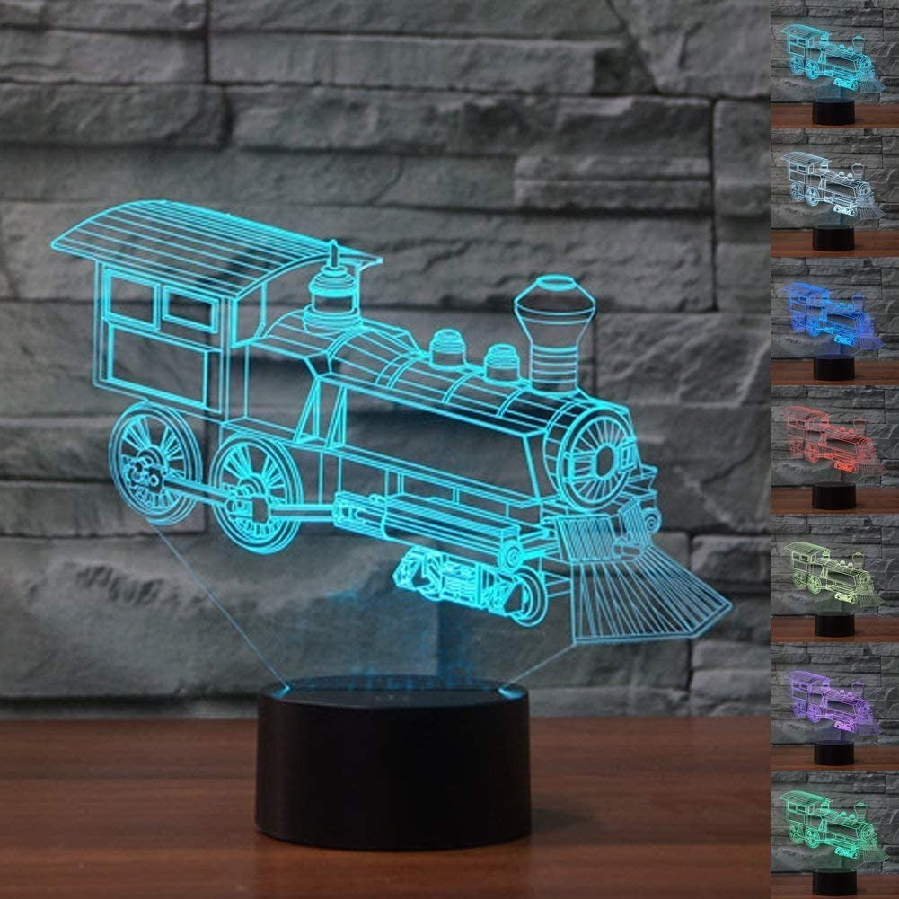 YSITIAN 3D Train Night Light Touch Switch Table Desk Optical Illusion ...