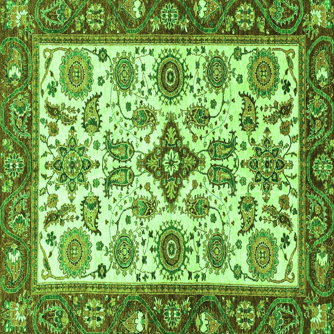 Ahgly Company Indoor Square Oriental Green Traditional Area Rugs, 6 ...