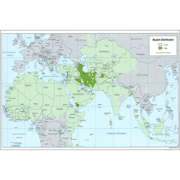 24"x36" Gallery Poster, cia map of Muslim islam distribution 2002 ...
