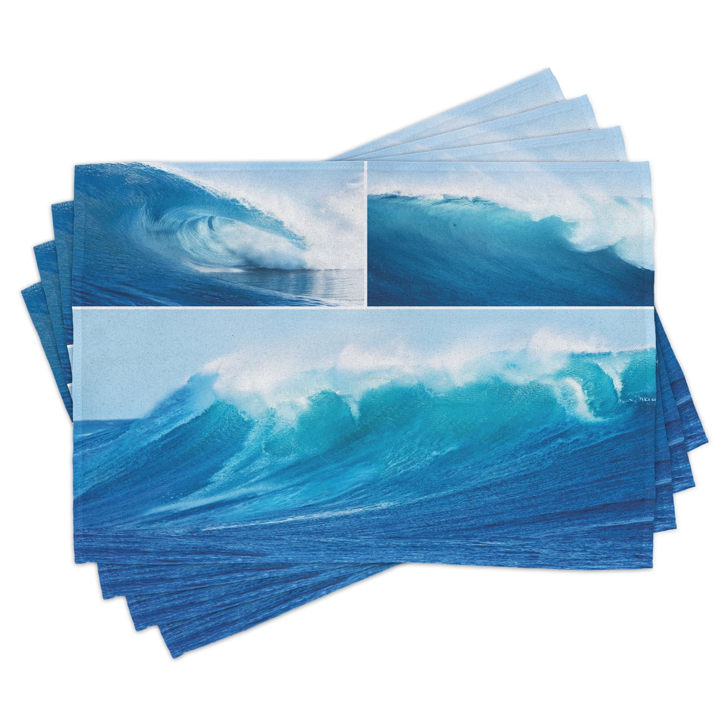 Ambesonne Surf Place Mats Set of 4, Giant Sea Ocean Waves, Standard ...