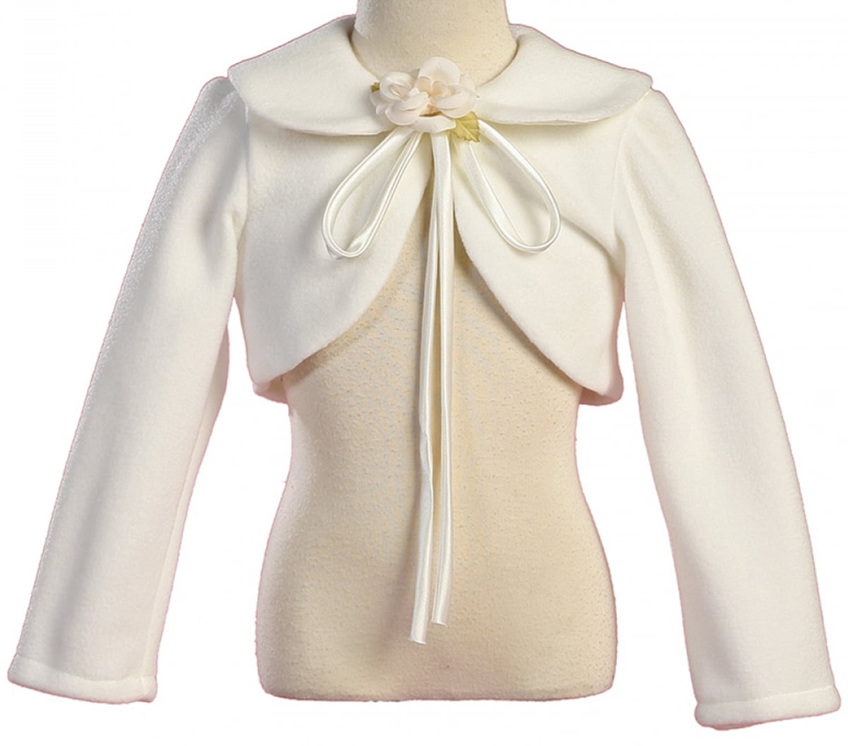 Little Girls Long Sleeve Fleece Party Flower Girl Bolero Jacket Cover ...