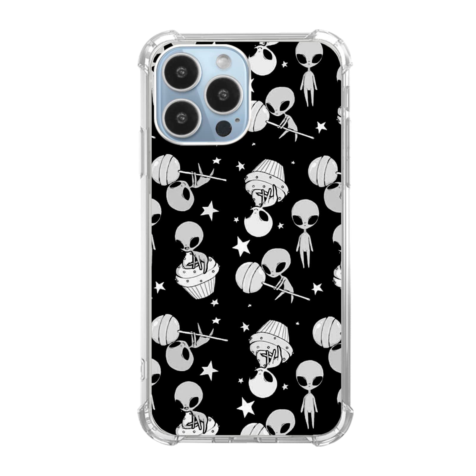 UFO Alien Case for iPhone 14 Pro Max,Aesthetic Art Design TPU Bumper ...