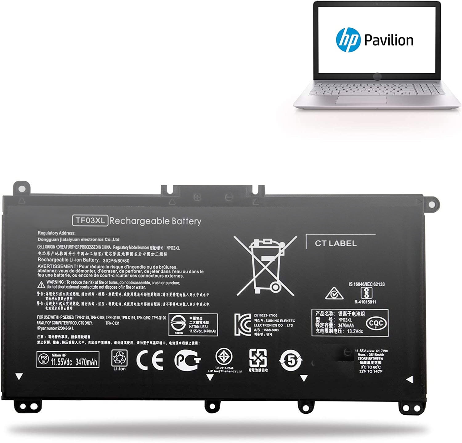 TF03XL 920070-855 Laptop Battery for HP Pavilion X360 15-CC 15-CD 14-BK ...