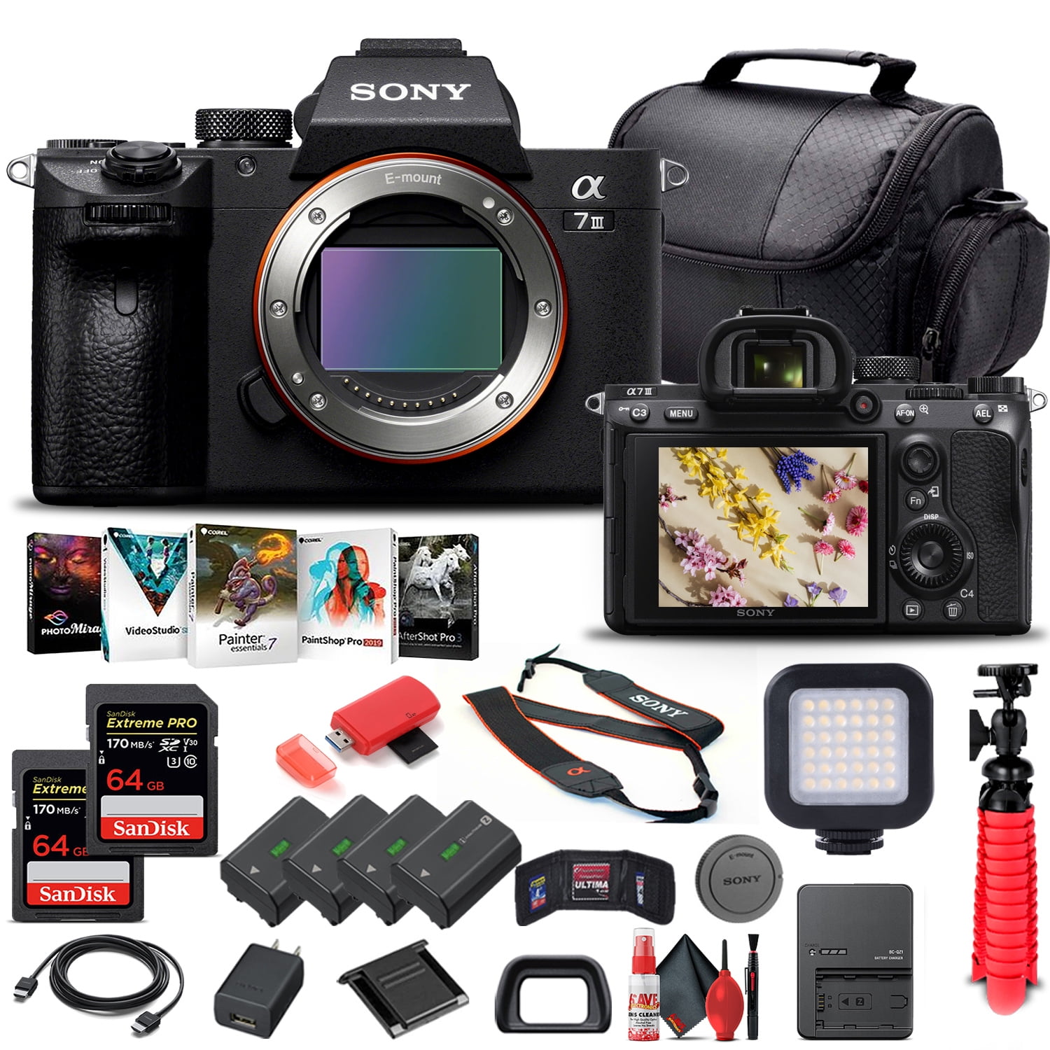 Sony Alpha a7 III Mirrorless Camera Body Only ILCE7M3/B - Pro Bundle ...