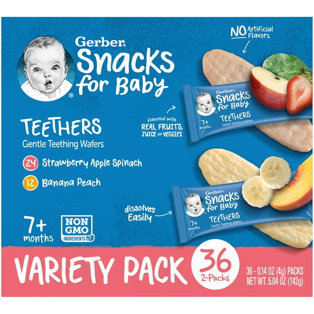 Gerber Gentle Teething Wafers, Variety Pack Baby Teethers, 72 Count Box ...