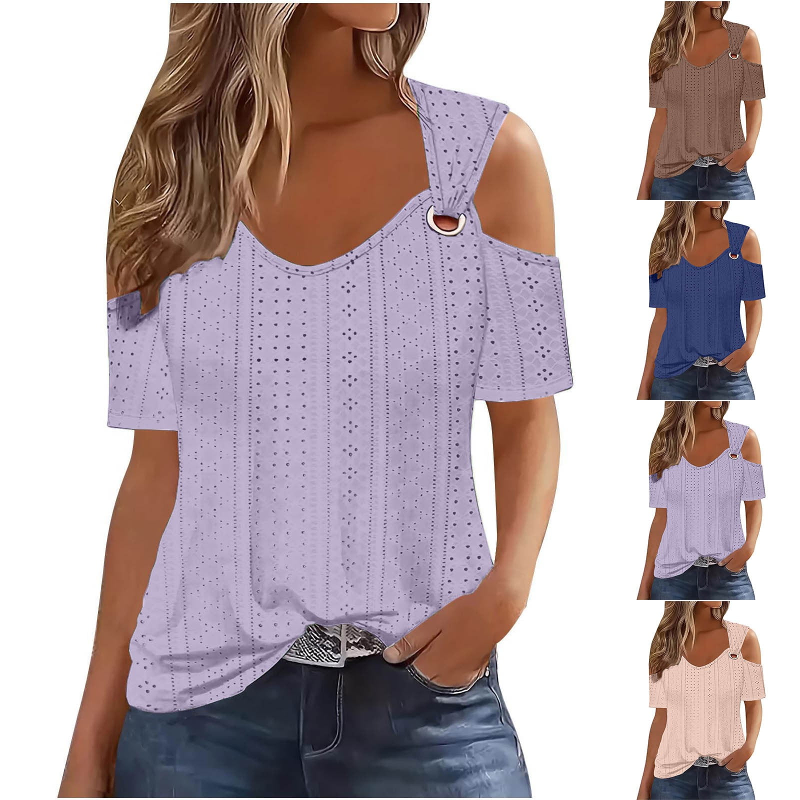 Click here for Jsaierl Cold Shoulder Tops For Women 2025 Casual S... prices