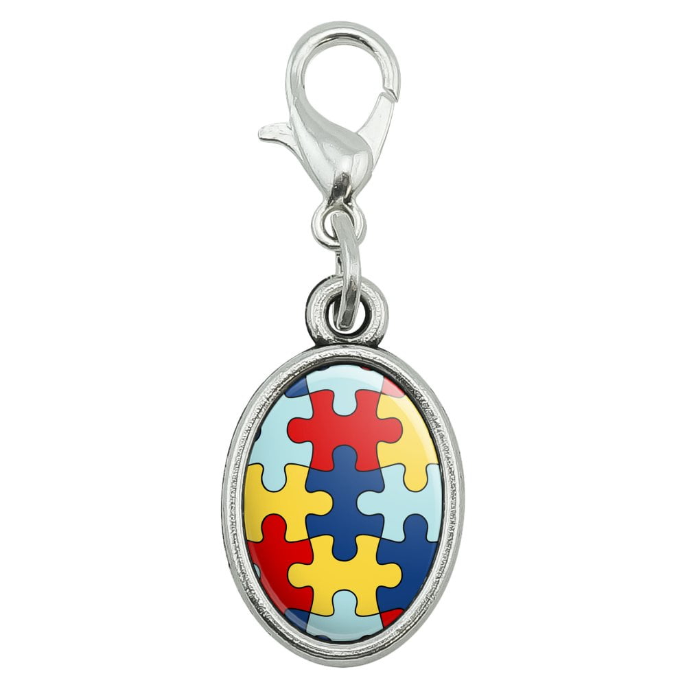 Autism Awareness Diversity Puzzle Pieces Antiqued Bracelet Pendant ...