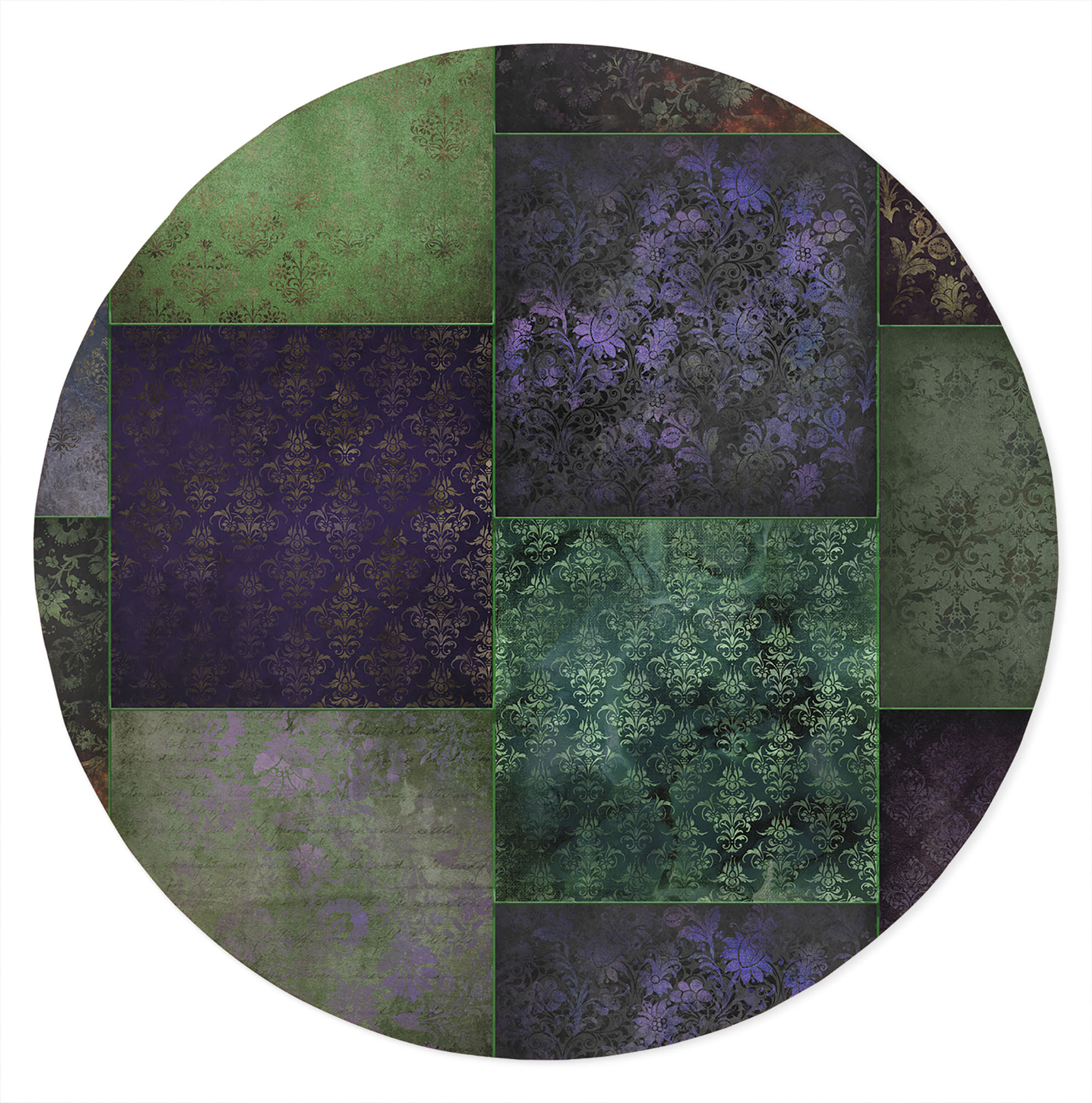 Eclectic Bohemian Patchwork Green and Purple Indoor Floor Mat by Kavka ...