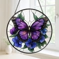 Hydrangea Faux Stained Glass Round Wreath Sign – Primitive Vintage Farm ...