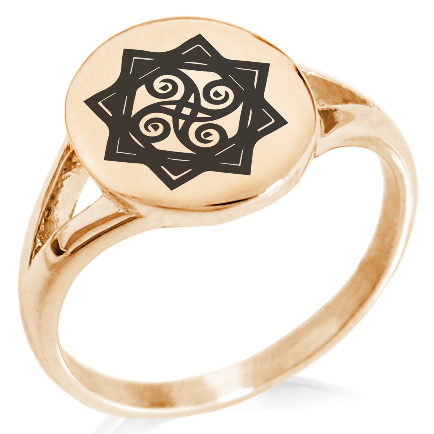 Stainless Steel Shadow Magic Rune Minimalist Oval Top Polished ...