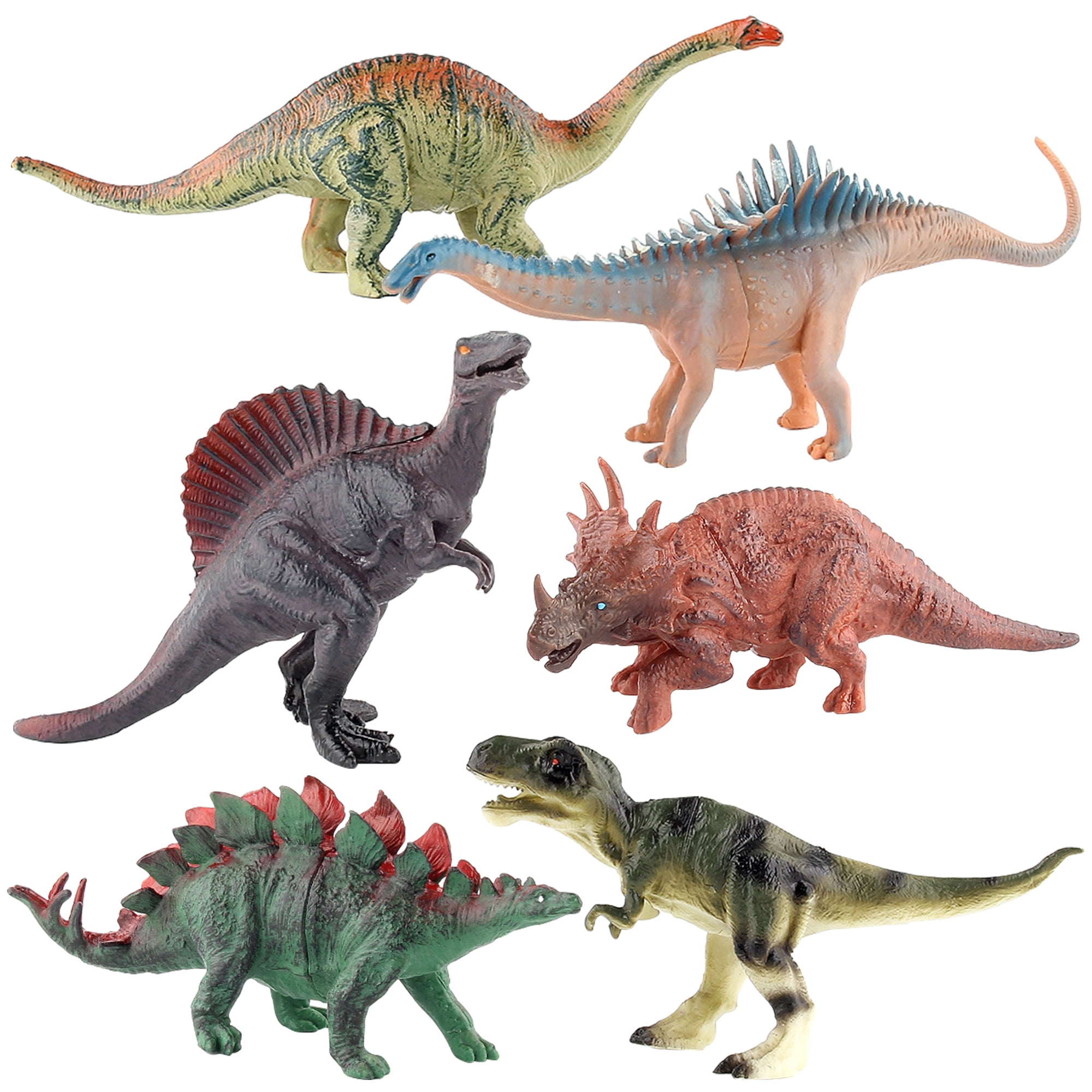 Buy Realistic Dinosaur Figure Toys, 6 Pack 6'' to 7 Large Size Plastic ...
