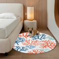4ft Round Rug Orange Blue Coral Area Rugs for Living Room Bedroom ...