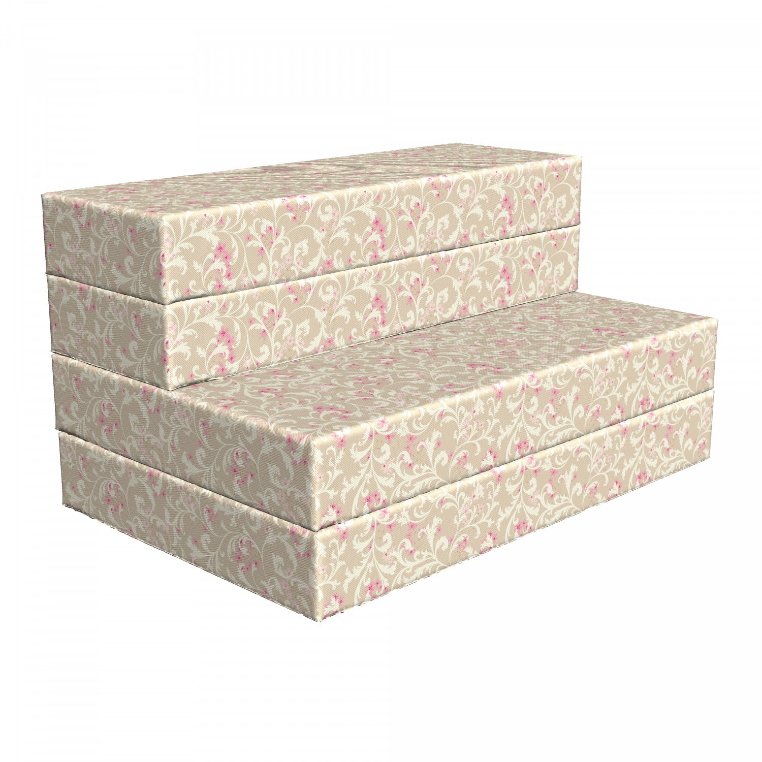 Pink Floral Foldable Mattress, Curlicue Leafy Flowers, 74.8" x 39.4 ...