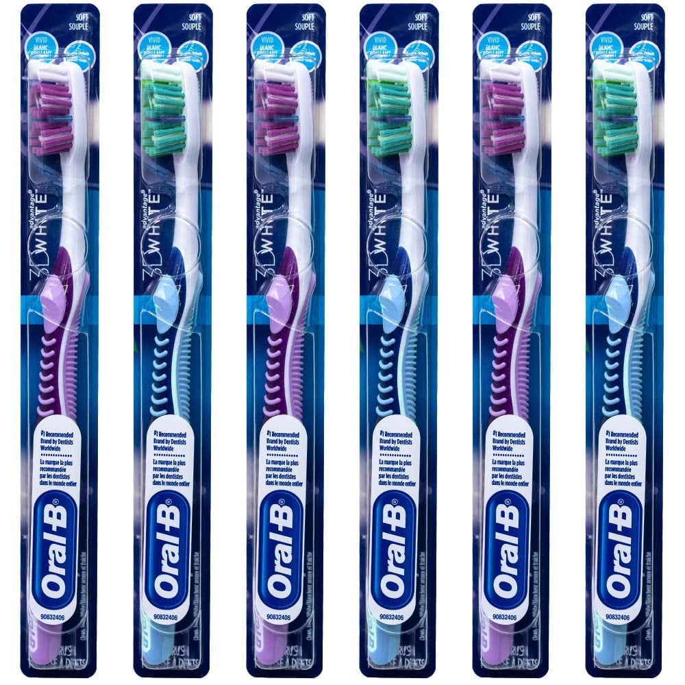 Oral-B 3D White Vivid Toothbrush, 35 Soft (Colors Vary) - Pack of 6 ...