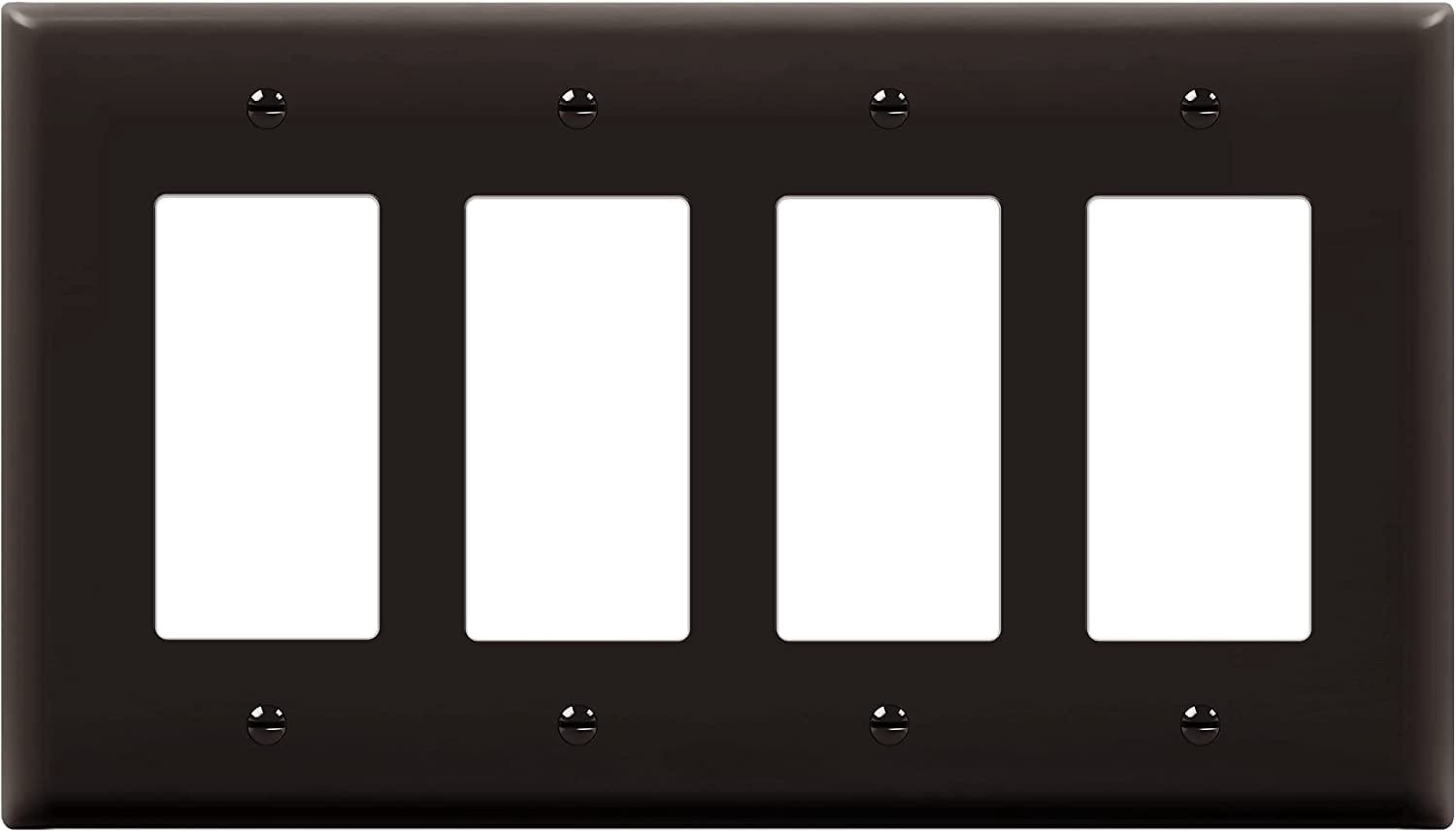 ENERLITES Quadruple Decorator Switch Cover, Four Gang Outlet Wall Plate ...