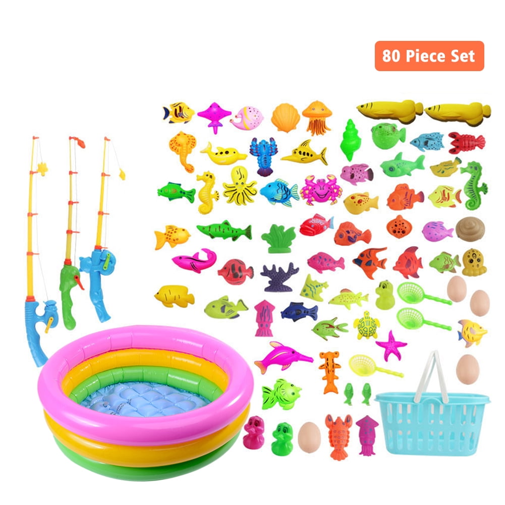 LeKing Magnetic Fishing Game Rod Fish Hook Kid's Inflatable Pool ...
