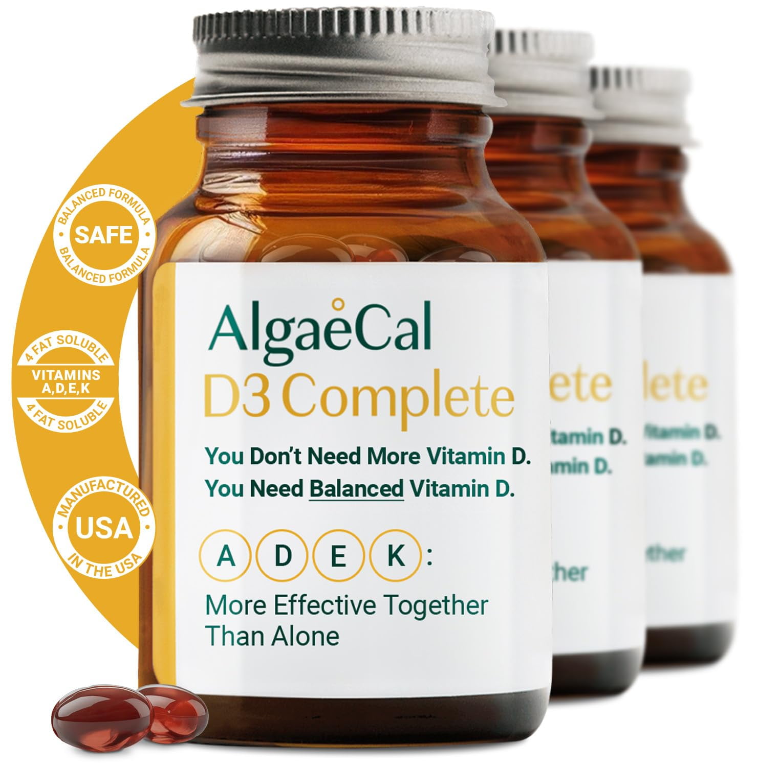 Suplemento ALGAECAL D3 Complete Vitamina D3 en cápsulas blandas de 1000 ...